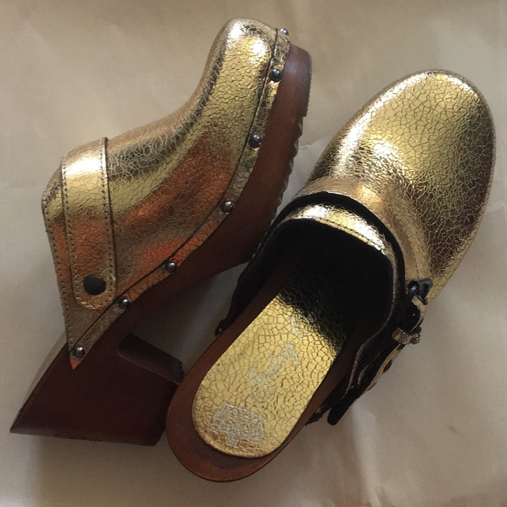Gold Juicy Couture Swedish Clogs Made In Italy - Gem